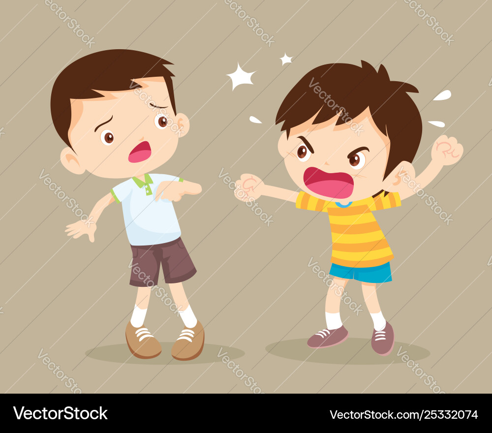 Angry boy shouting friend Royalty Free Vector Image