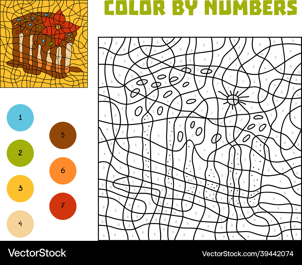 Color by number education game cake Royalty Free Vector