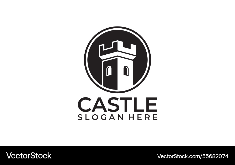 Emblem castle creative logo design – Royalty-Free Vector | VectorStock