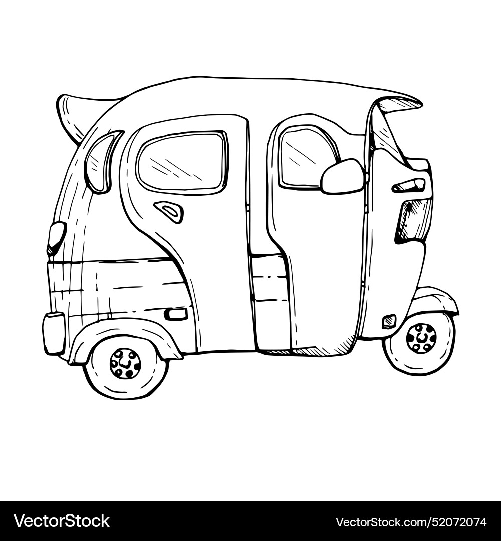 Hand drawn ink small car transportation vehicle Vector Image