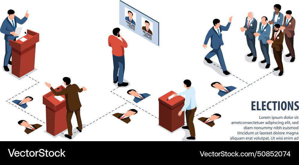 Isometric elections flowchart Royalty Free Vector Image