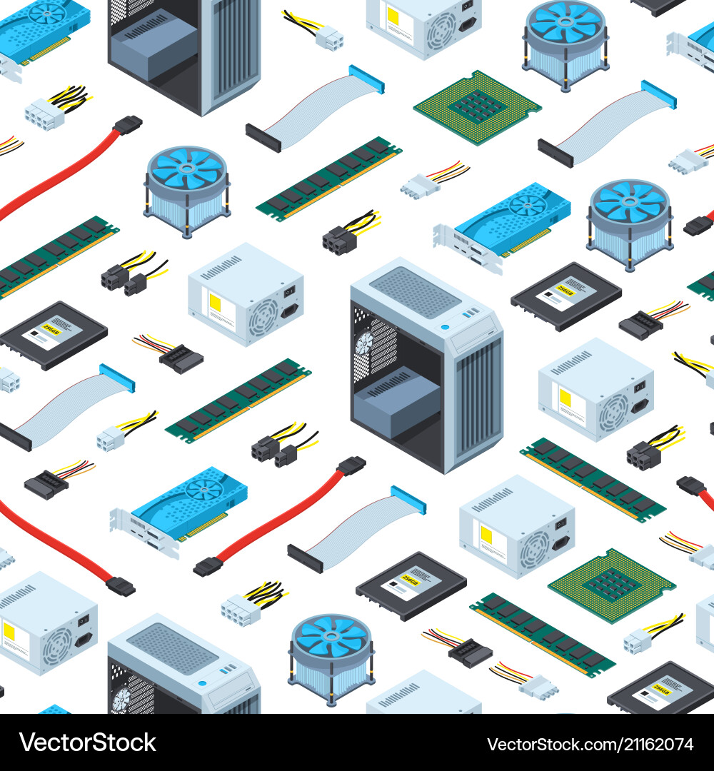 Isometric electronic devices background Royalty Free Vector