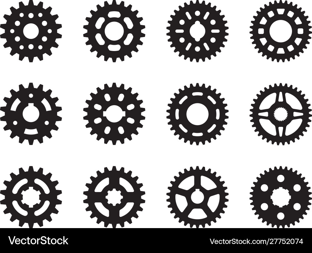 Machine Gear Wheel Icon Set Royalty Free Vector Image
