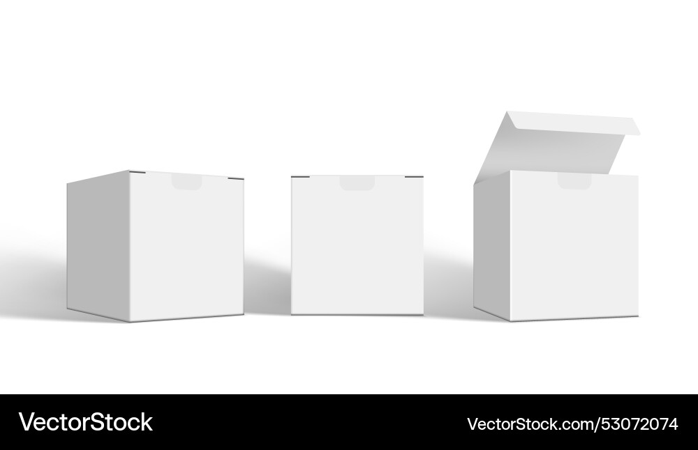 Open and close square packaging boxes mockup Vector Image