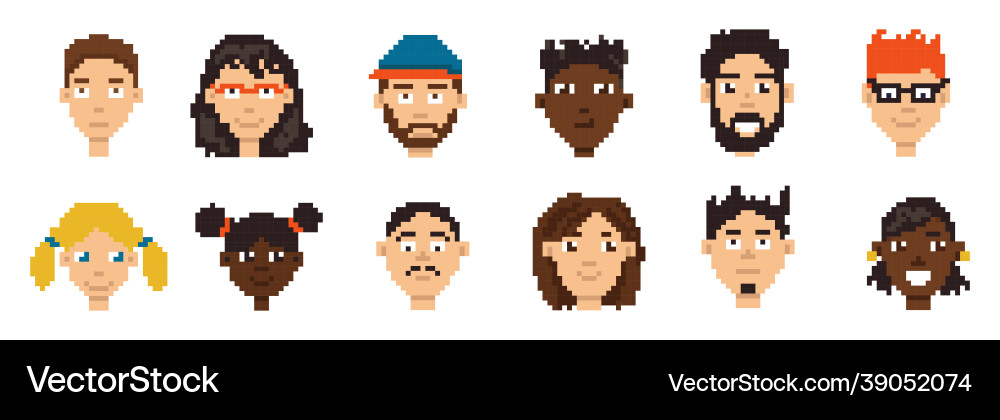 Pixel avatars hero character minimalistic game Vector Image