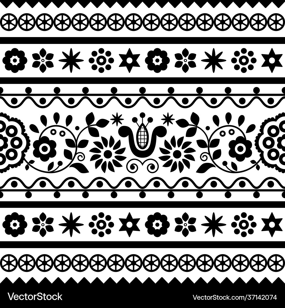 Polish folk art seamless retro pattern Royalty Free Vector