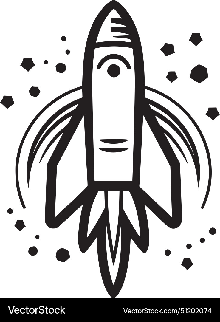 Rocket - black and white isolated icon Royalty Free Vector