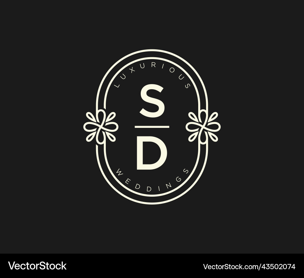 Sd letter wedding monogram logos template hand Vector Image