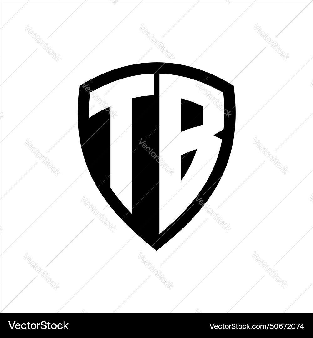 Tb monogram logo with bold letters shield shape Vector Image