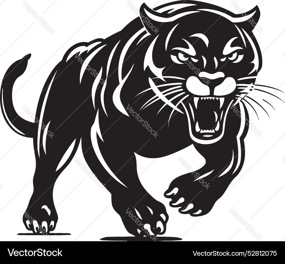 Agile hunter logo emblem panther pace running Vector Image