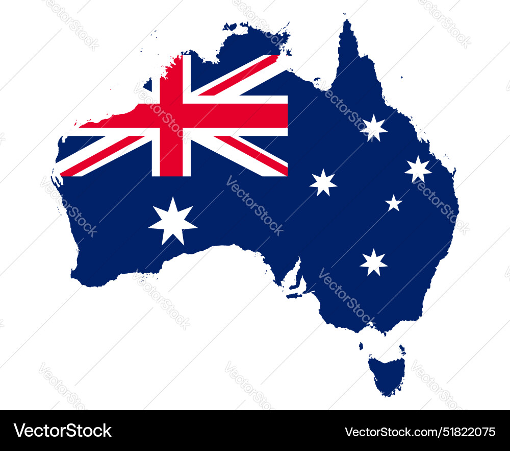 Australia flag map contour Royalty Free Vector Image