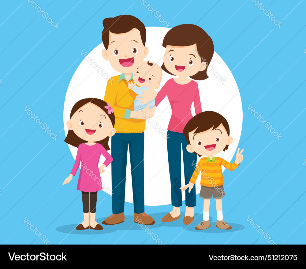 Big happy multi-generational family siblings Vector Image