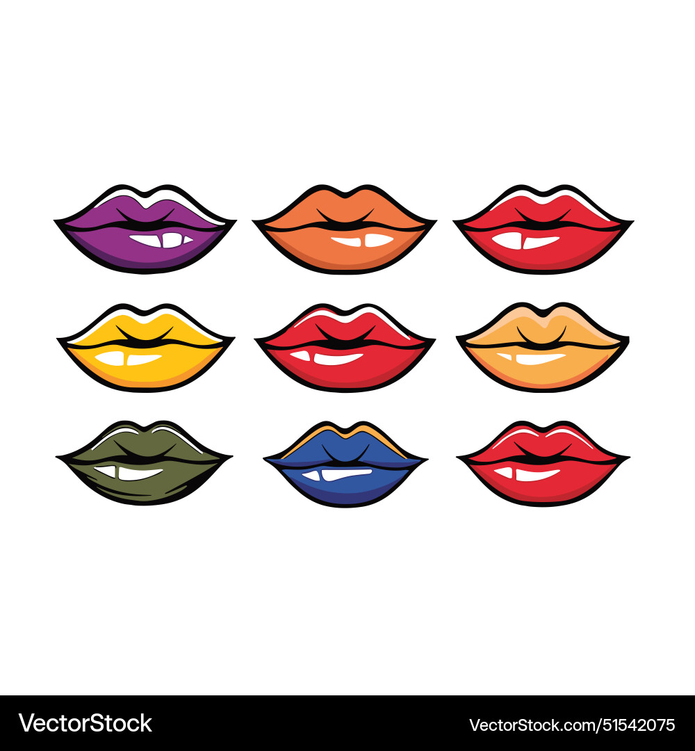 Collection colorful lips Royalty Free Vector Image