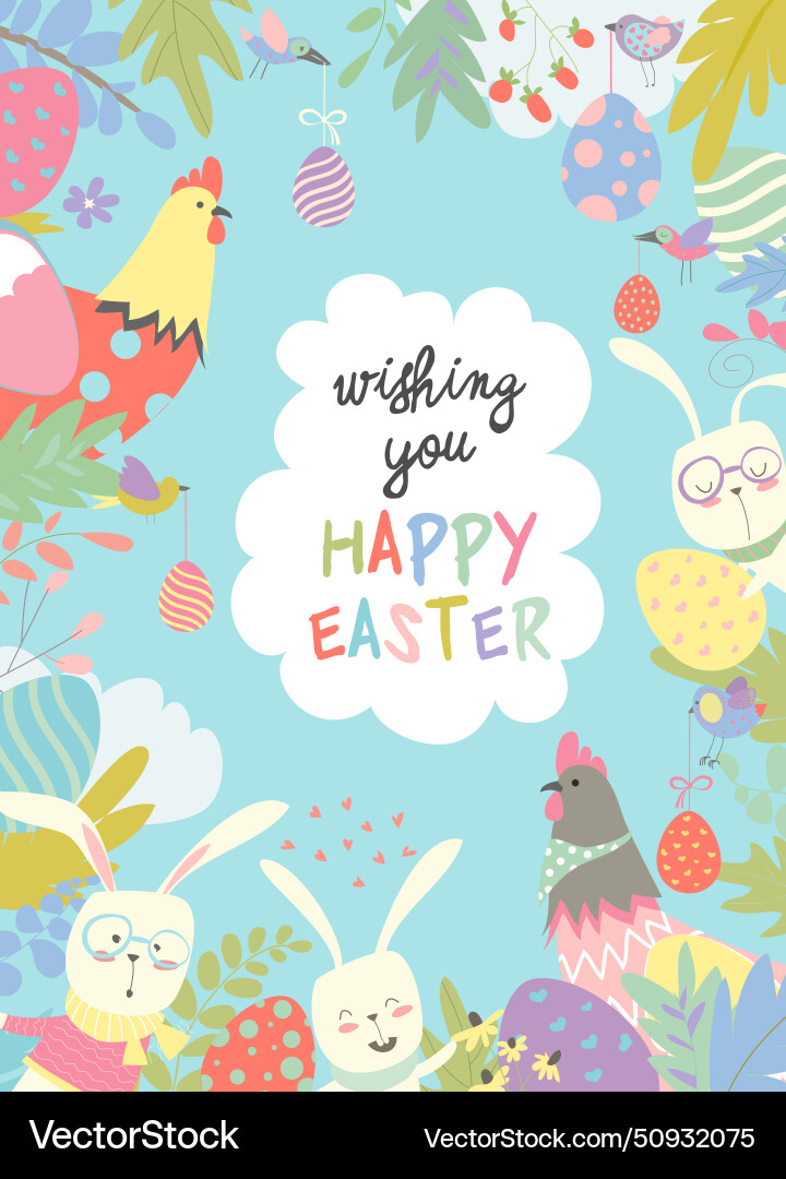 Cute frame composed of easter bunnies Royalty Free Vector