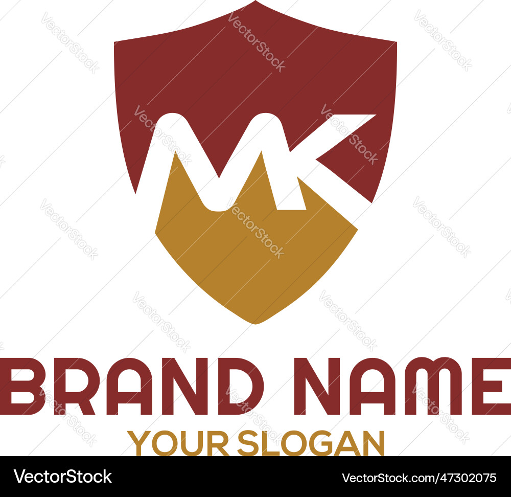 Initial mk shield logo design Royalty Free Vector Image