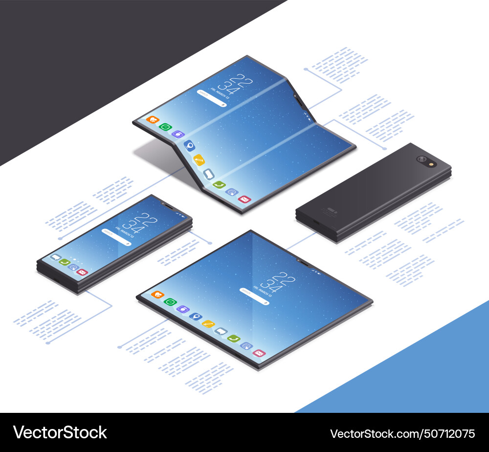 Isometric foldable gadgets mockup Royalty Free Vector Image