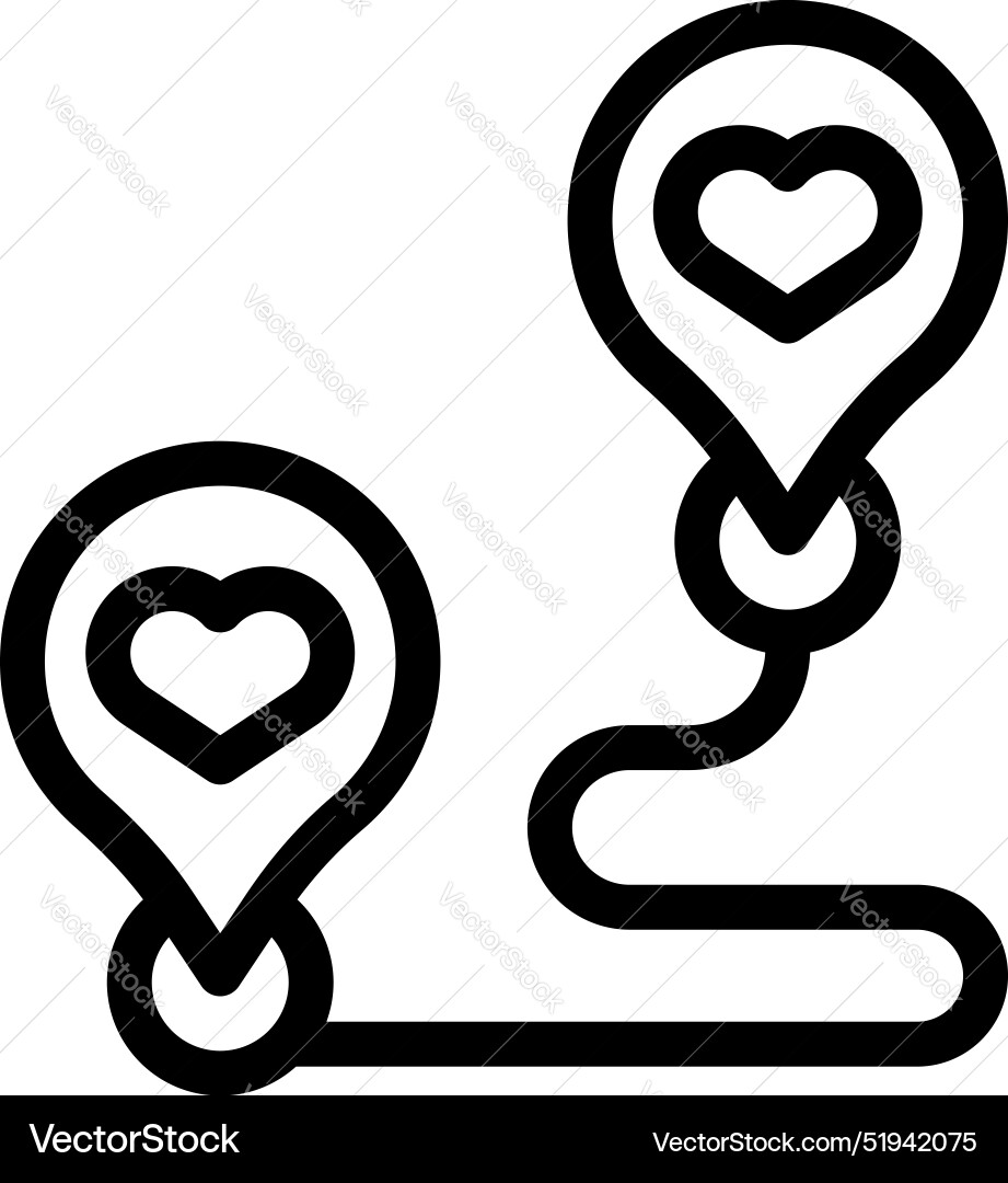 Love path connecting two hearts with a winding Vector Image