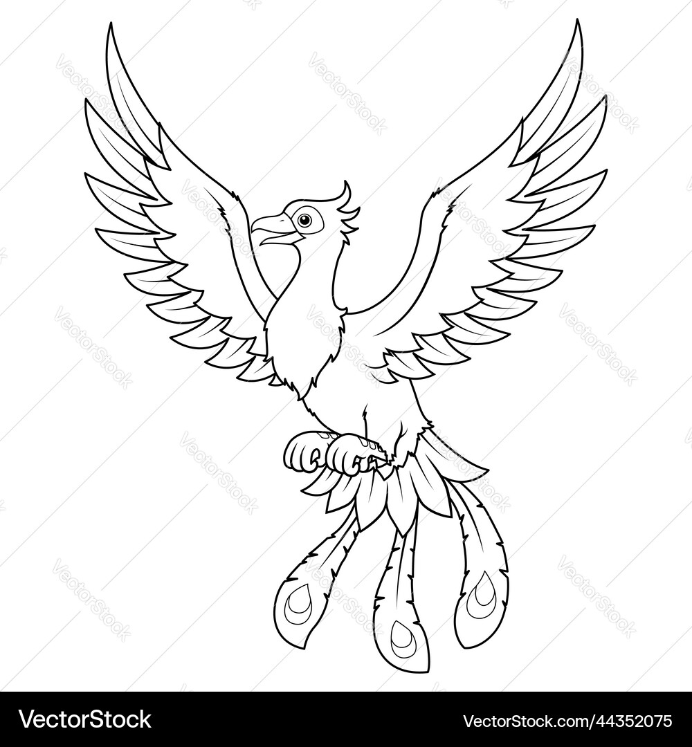 Phoenix cartoon bw Royalty Free Vector Image - VectorStock