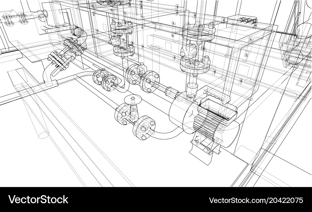 Sketch industrial equipment Royalty Free Vector Image