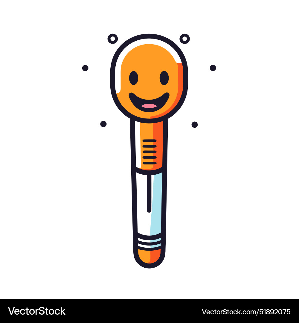 Smiling orange microphone cartoon isolated Vector Image