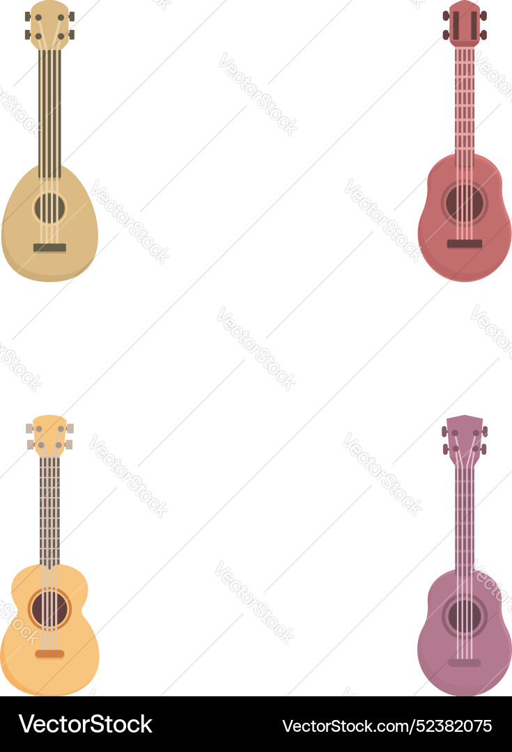 Various ukulele icons set cartoon small Royalty Free Vector