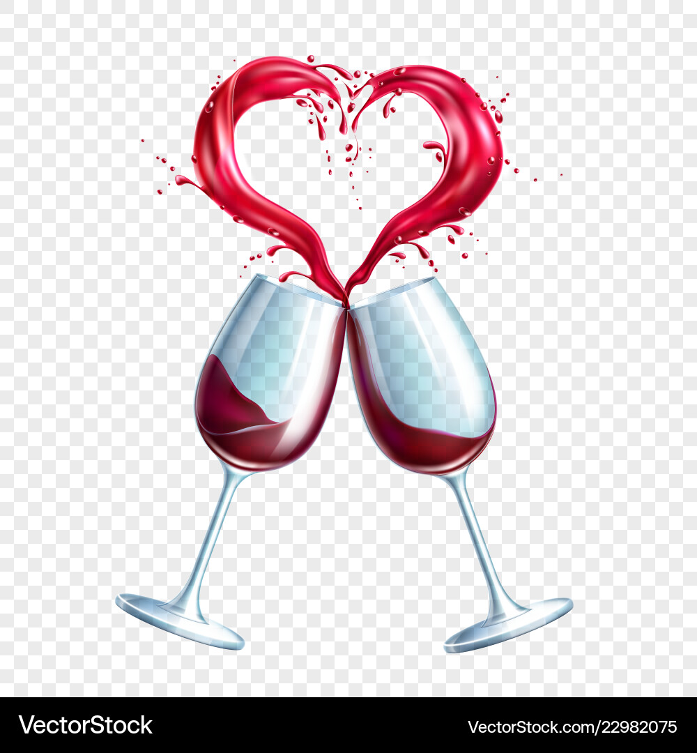 Wine Glasses Toasting Heart Splash Royalty Free Vector Image