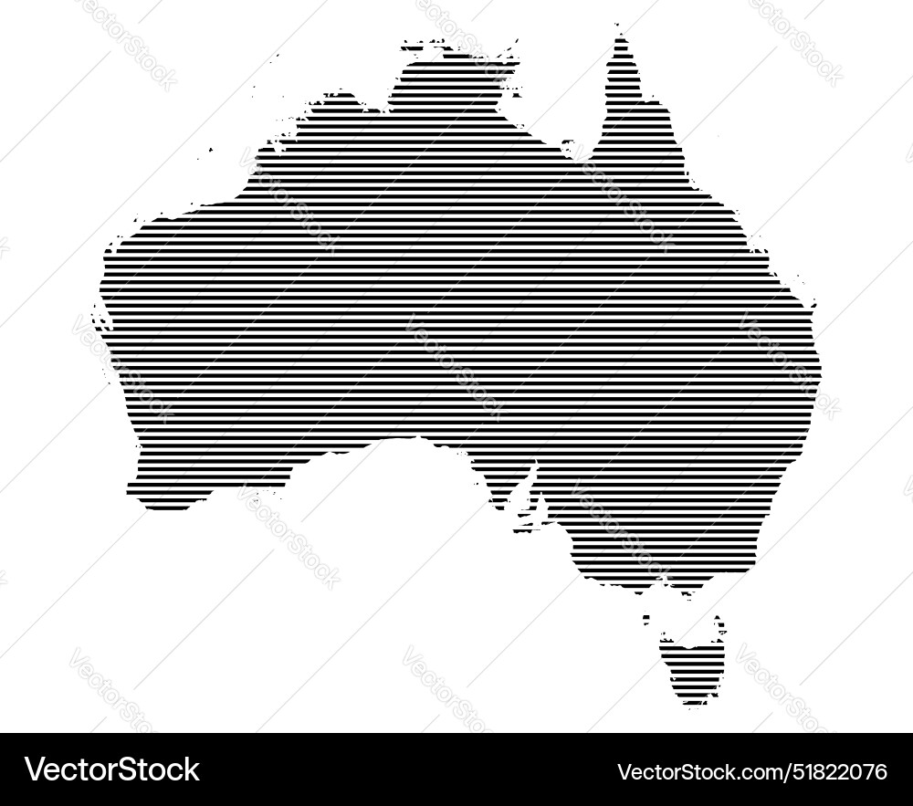 Australia map with lined pattern Royalty Free Vector Image