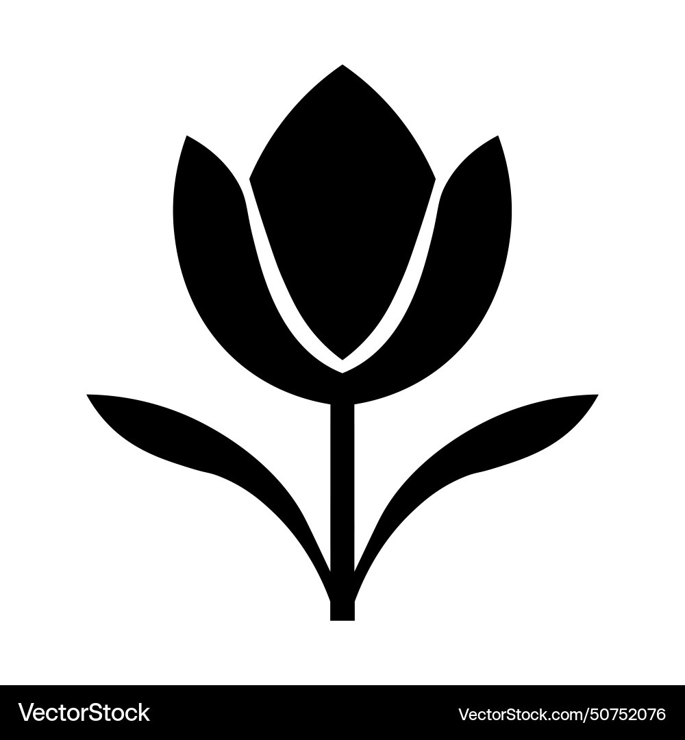 Black tulip icon on white background Royalty Free Vector