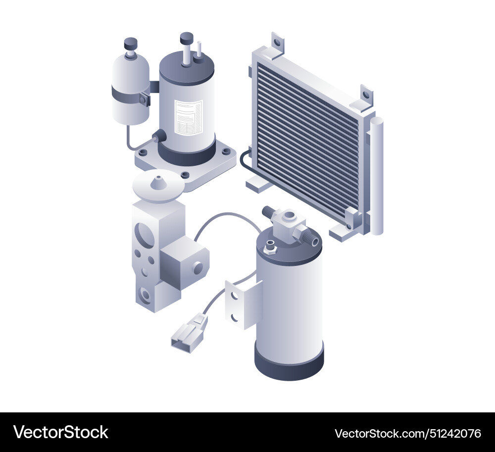 Car ac parts infographic system flat isometric 3d Vector Image