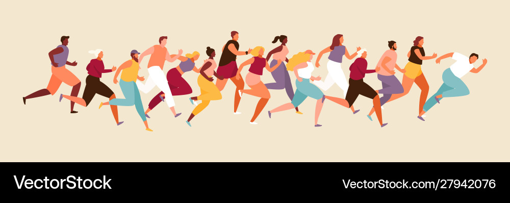 Crowd people running Royalty Free Vector Image