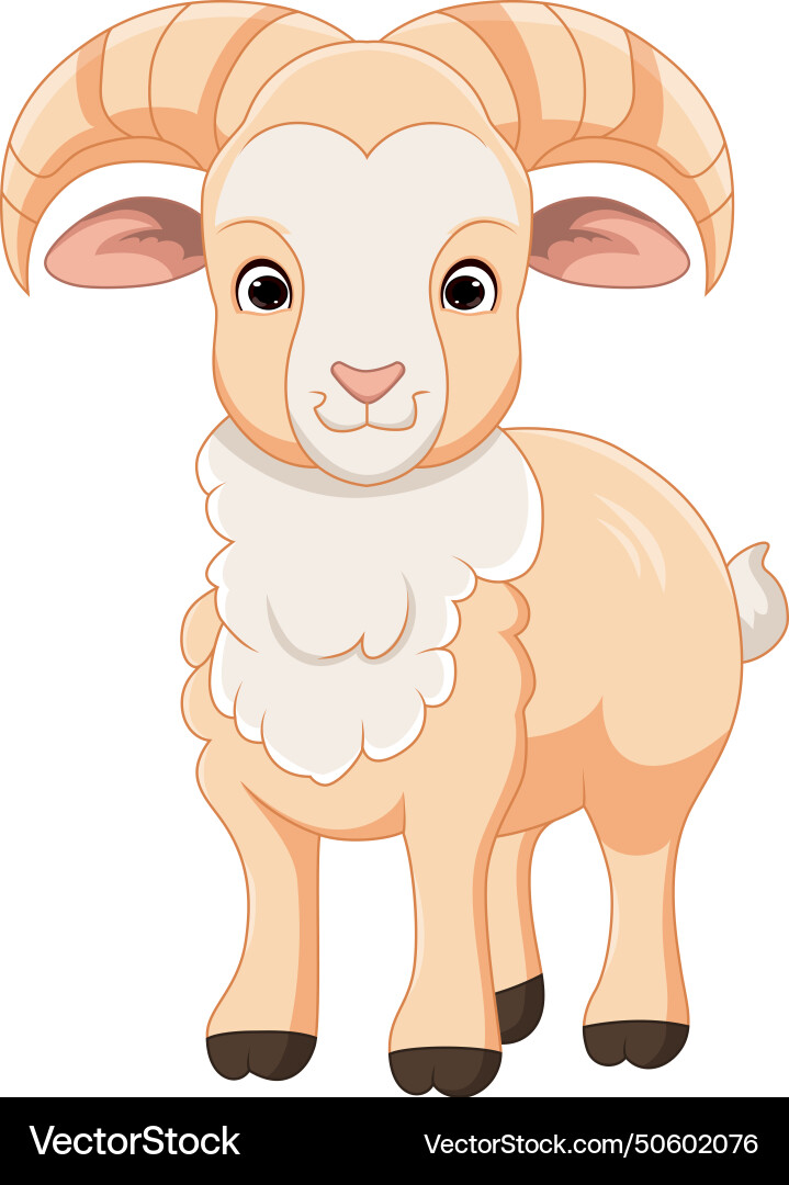 Cute goat cartoon on white background Royalty Free Vector