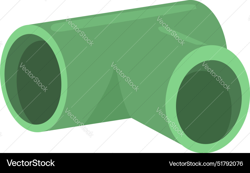 Green pvc plastic pipe fitting is connecting two Vector Image