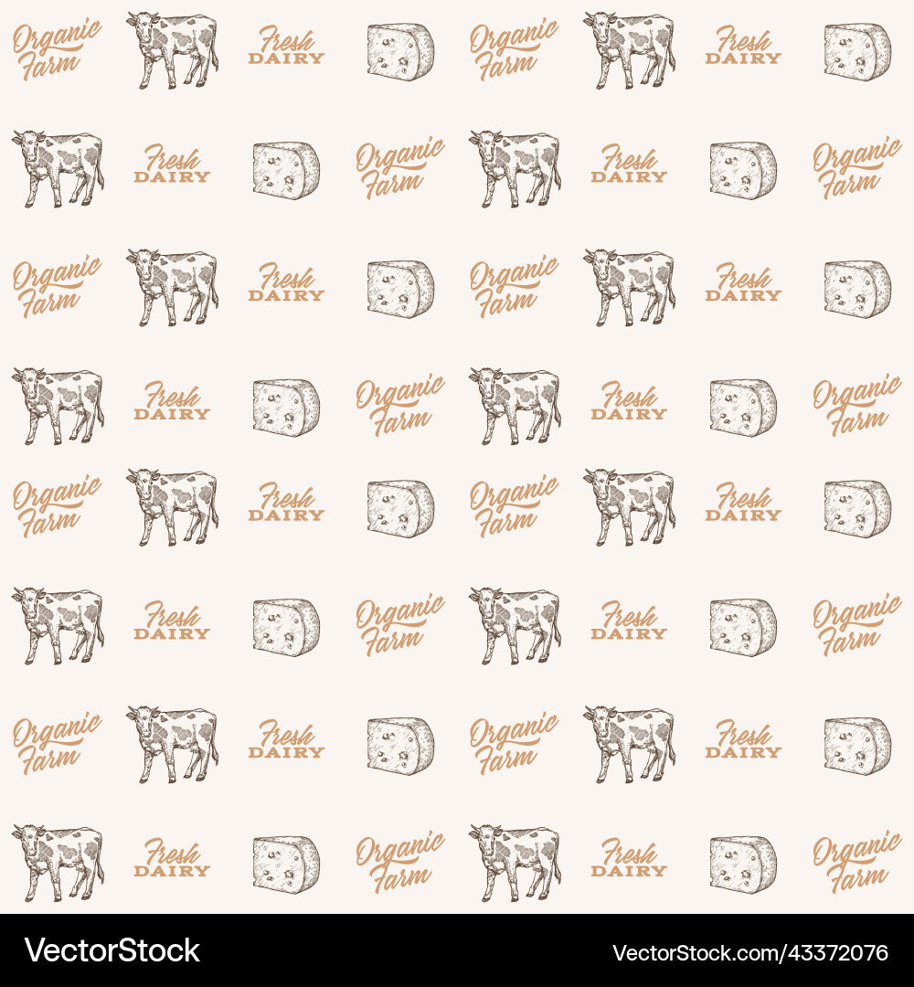 Hand drawn cheese cow and typography lettering Vector Image