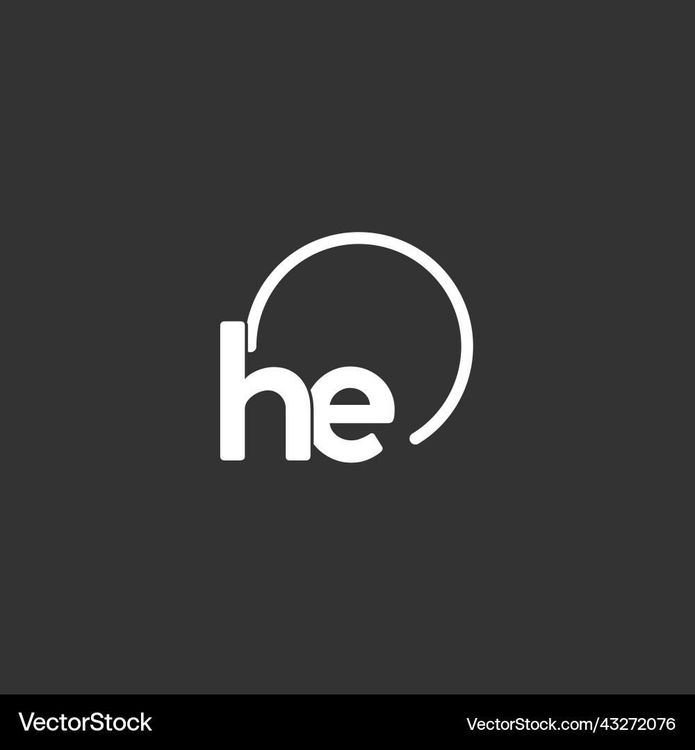 He initial logo with rounded circle Royalty Free Vector