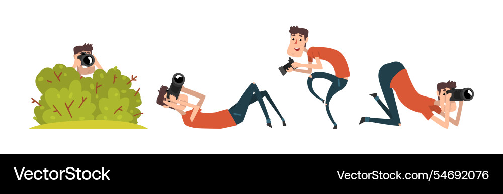 Man photographer taking photos using professional Vector Image