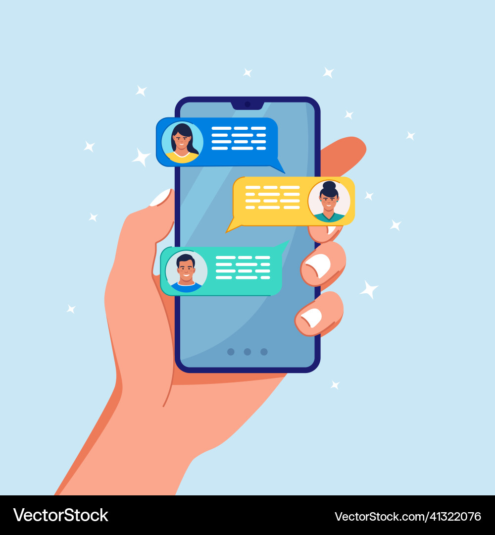 New chat messages notification on mobile phone Vector Image