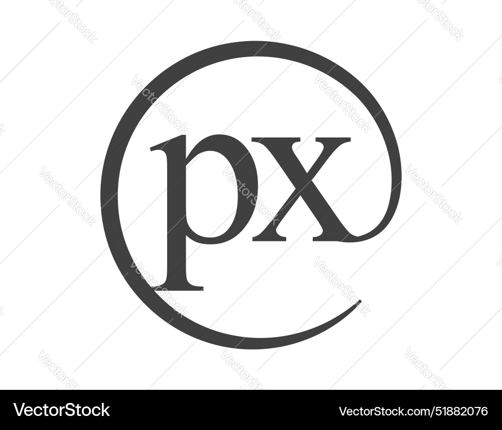 Px logo from two letter with circle shape email Vector Image