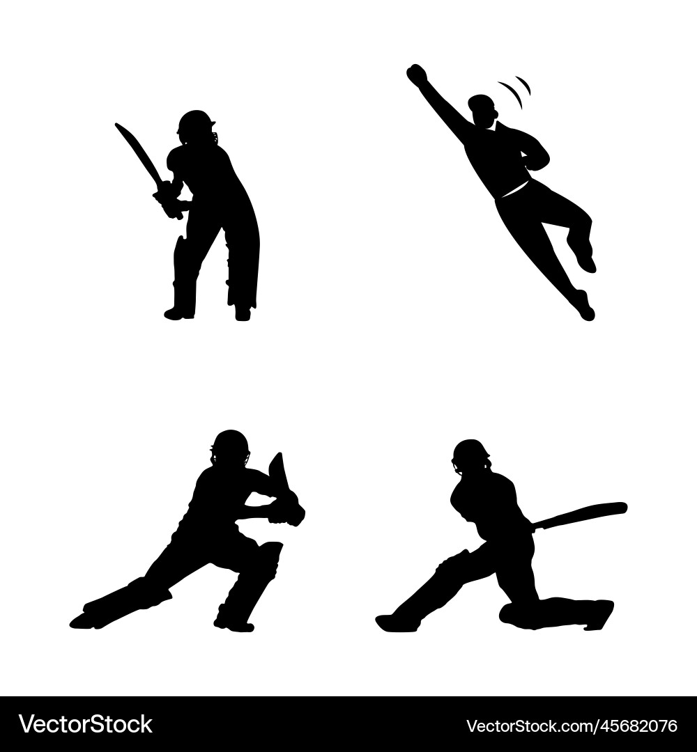 Set of man playing cricket icon Royalty Free Vector Image