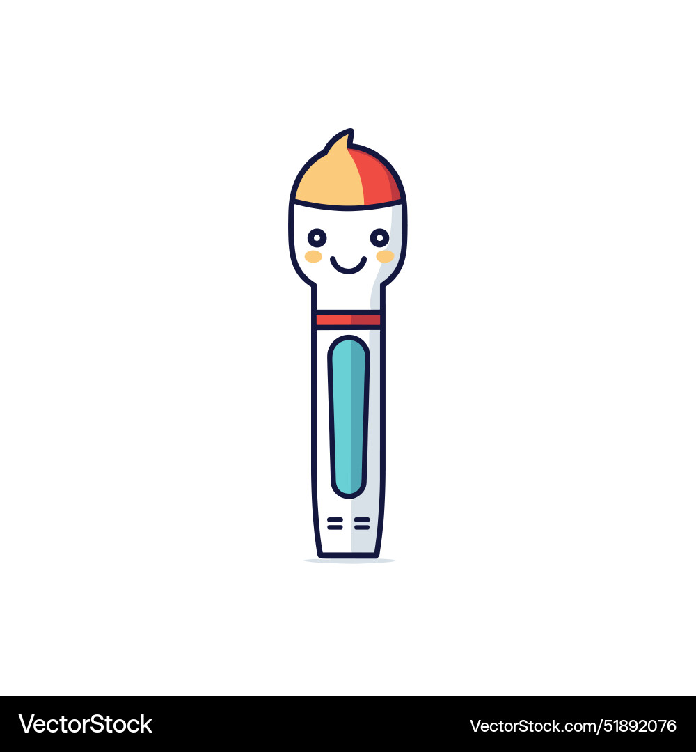 Smiling orange microphone cartoon isolated white Vector Image