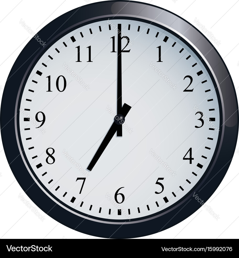 Wall clock set at 7 o Royalty Free Vector Image