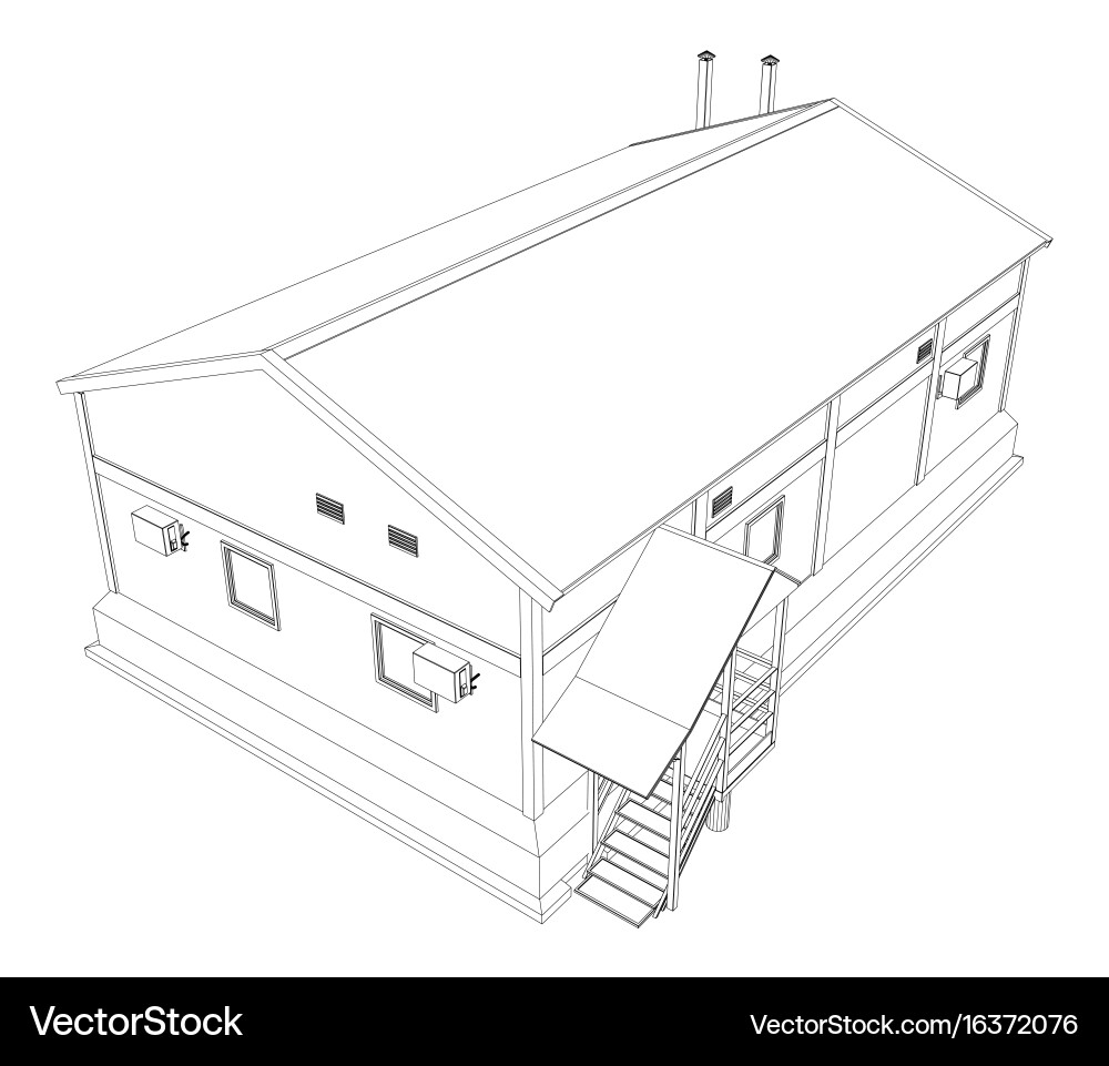 Wire-frame industrial building Royalty Free Vector Image