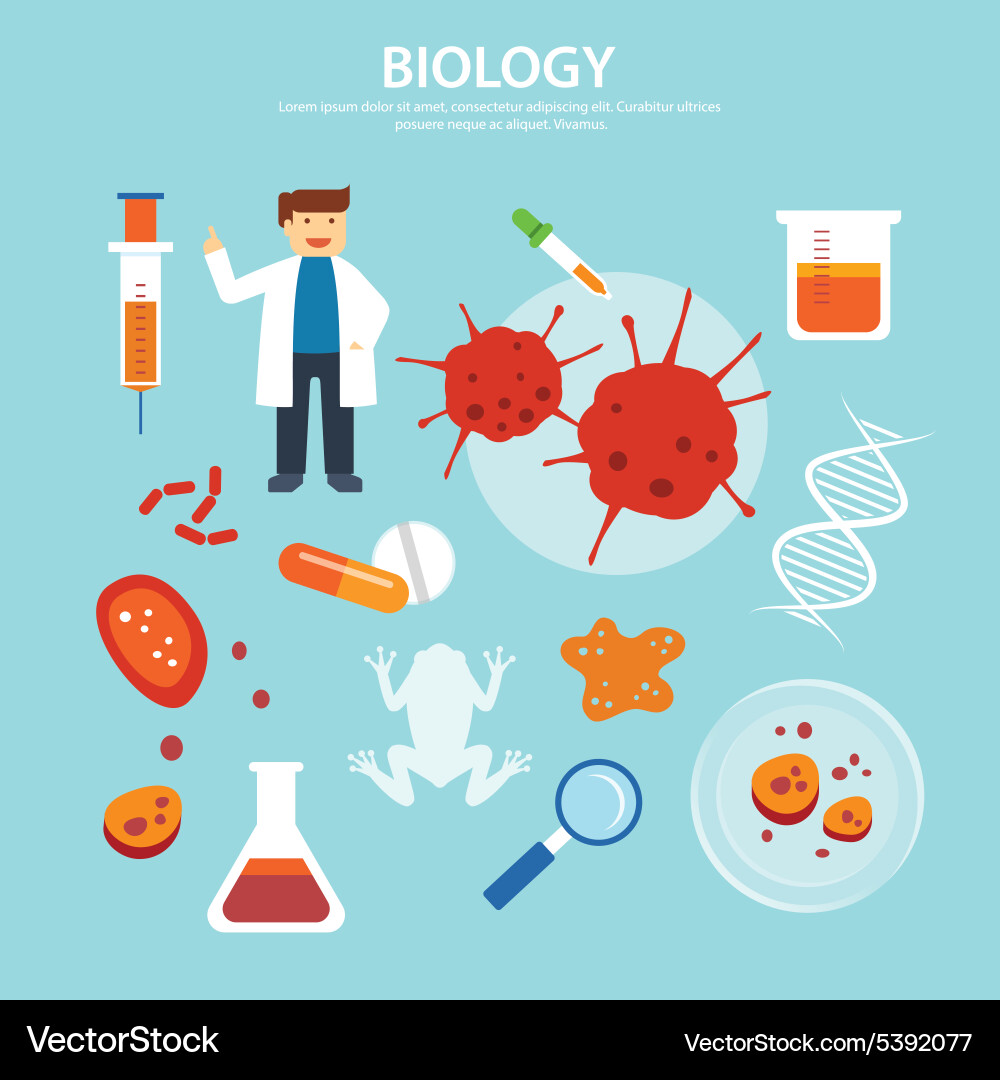 Biology background education concept flat design Vector Image