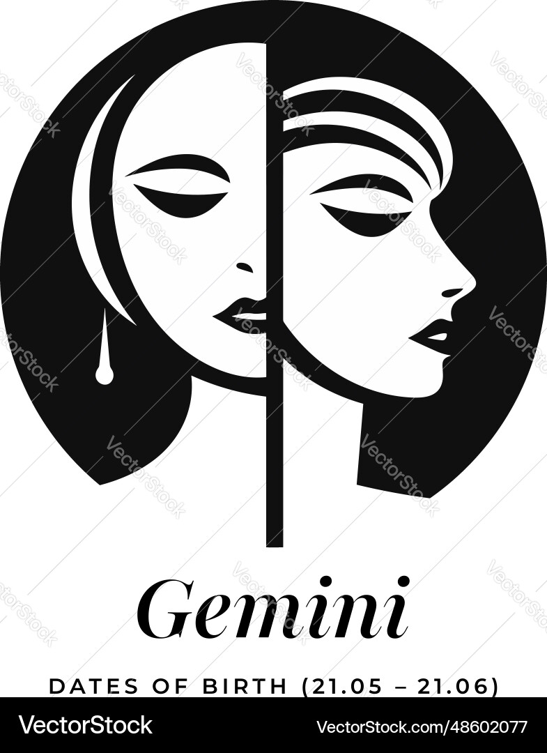 Gemini horoscope sign astrology emblem logo Vector Image
