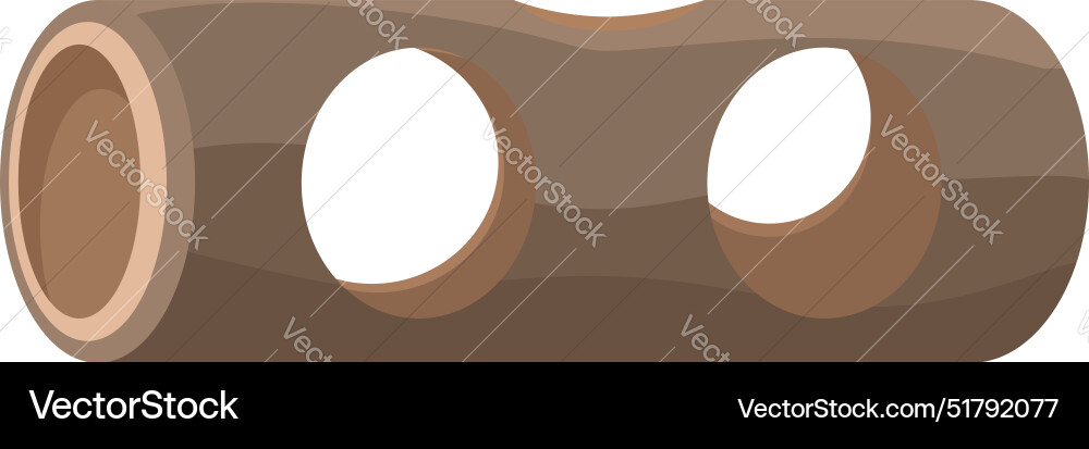 Hollow log lying horizontally with two holes Vector Image