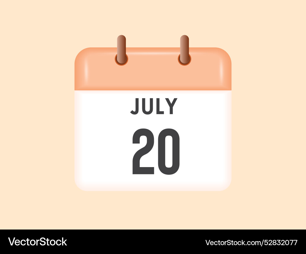 July 20 - calendar and time planner daily Vector Image