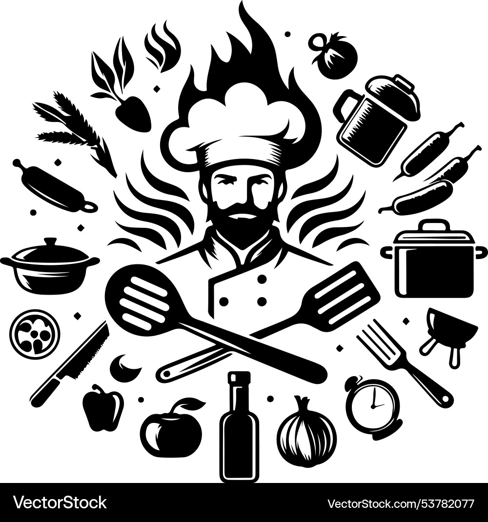Kitchen Chef Logo Cooking Chef Logo Vector Stock Vector By