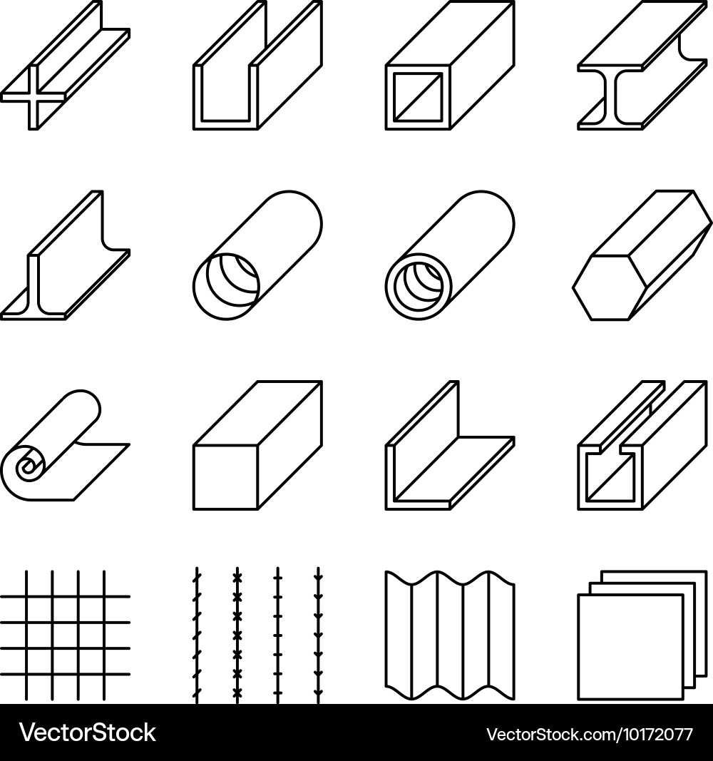 Metallurgy products line icons Royalty Free Vector Image
