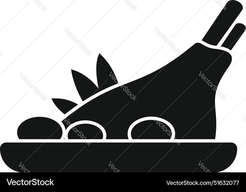 Roasted turkey leg on plate with garnish icon Vector Image