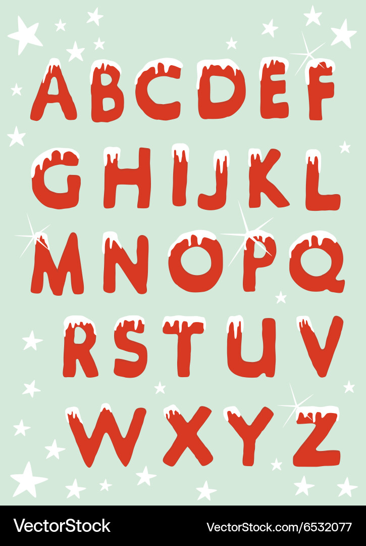 Snowy Christmas Alphabet Letters Royalty Free Vector Image