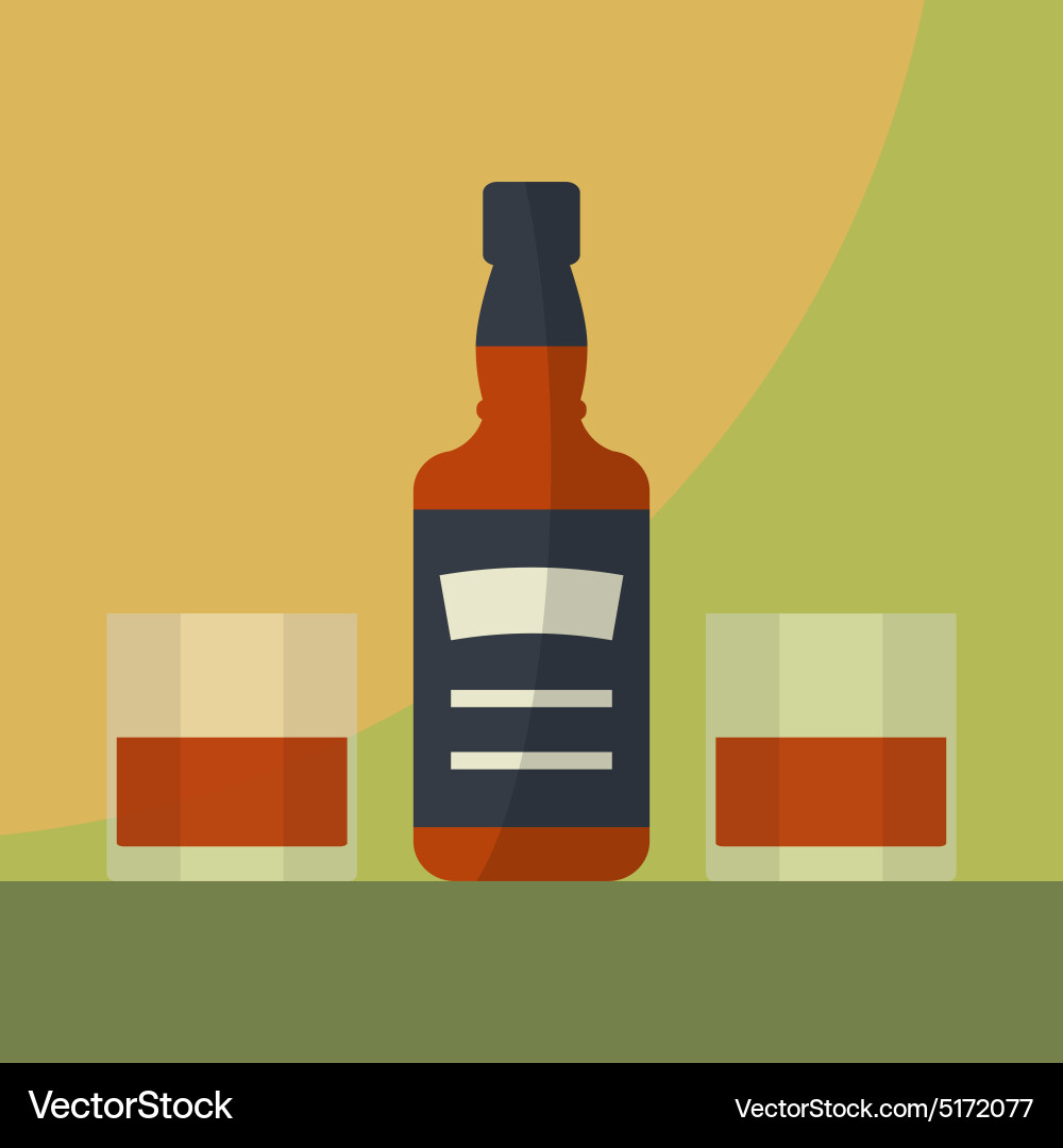 Whiskey Bottle with Glasses Royalty Free Vector Image